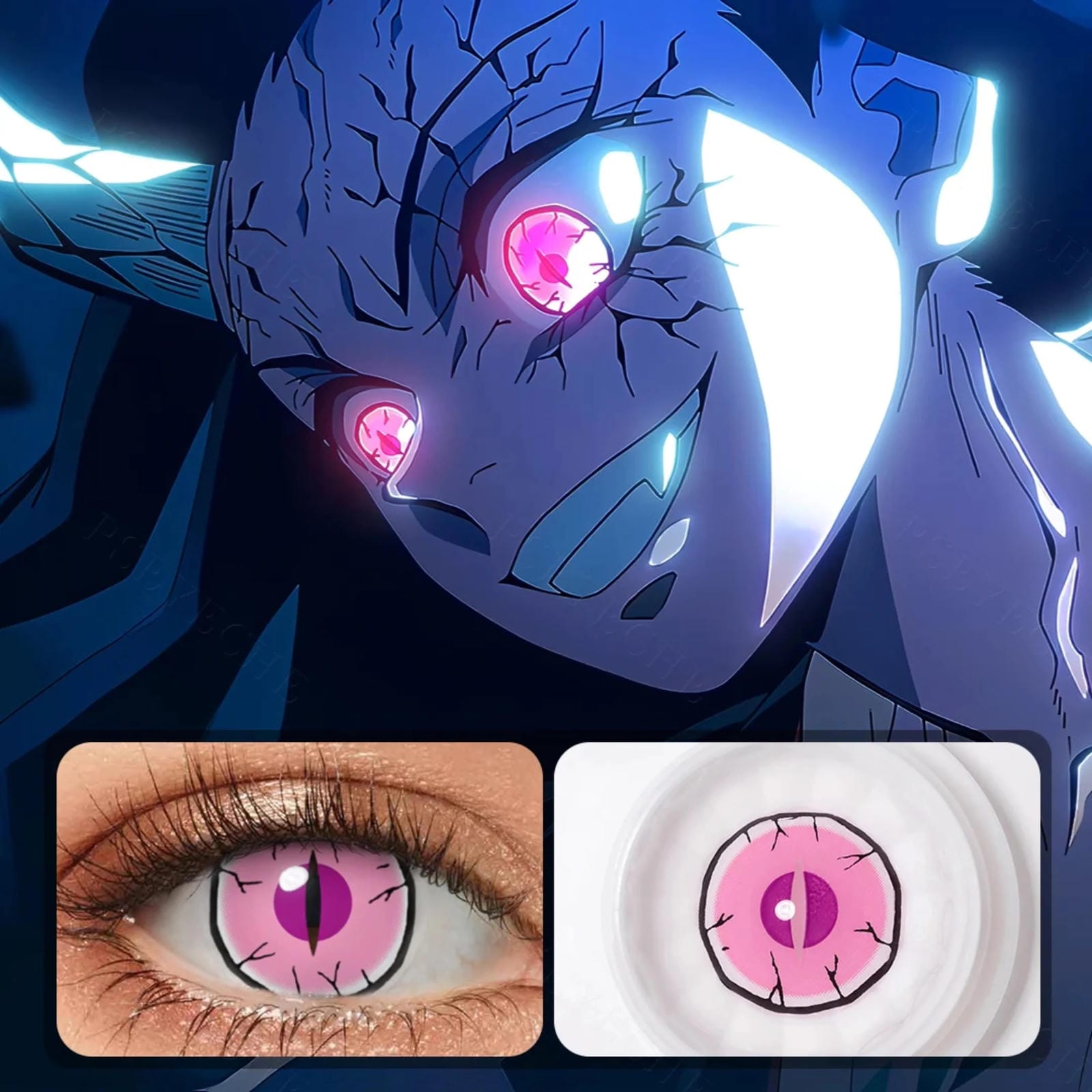 Demon Slayer Pink Nezuko Demon Eye Contacts – Halloween Contact Lenses