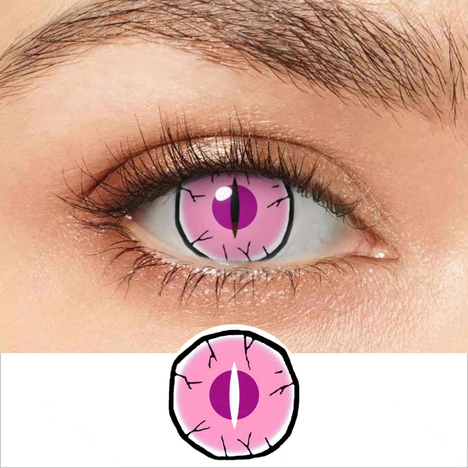 Demon Slayer Pink Nezuko Demon Eye Contacts – Halloween Contact Lenses