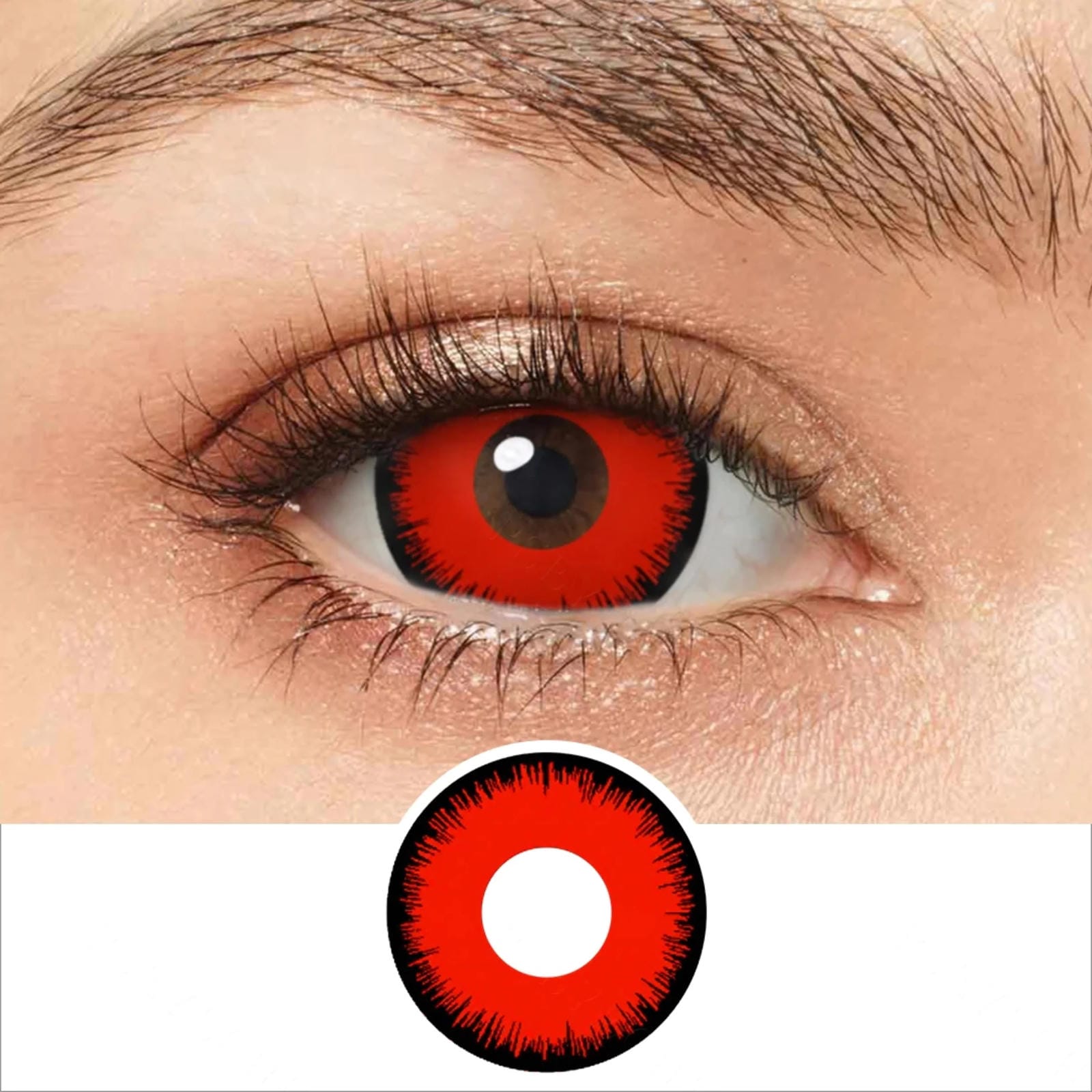 17mm Red Werewolf Mini Sclera Contacts – Halloween Contact Lenses