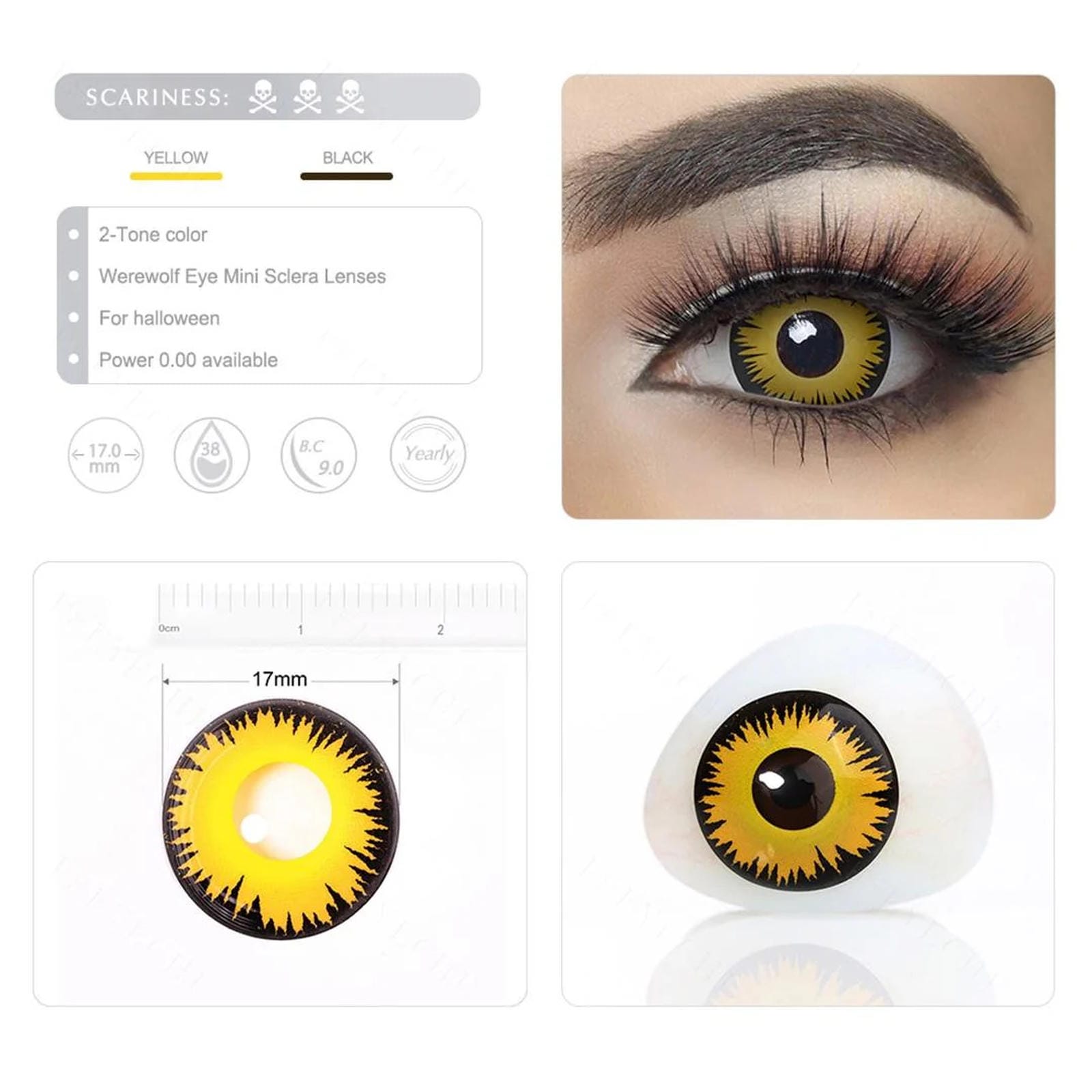 17mm Werewolf Mini Sclera – Halloween Contact Lenses