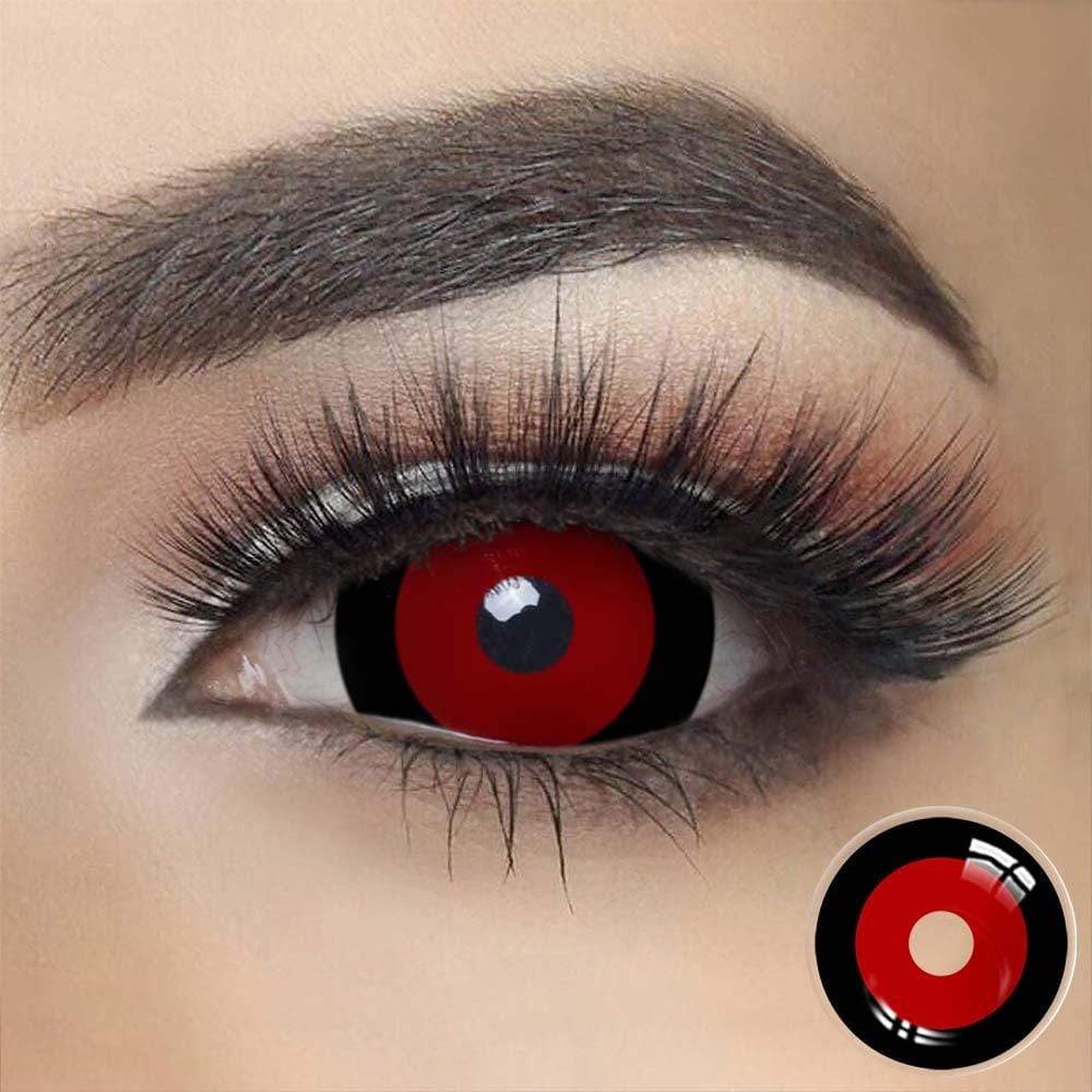 17mm Red and Black Mini Sclera – Halloween Contact Lenses